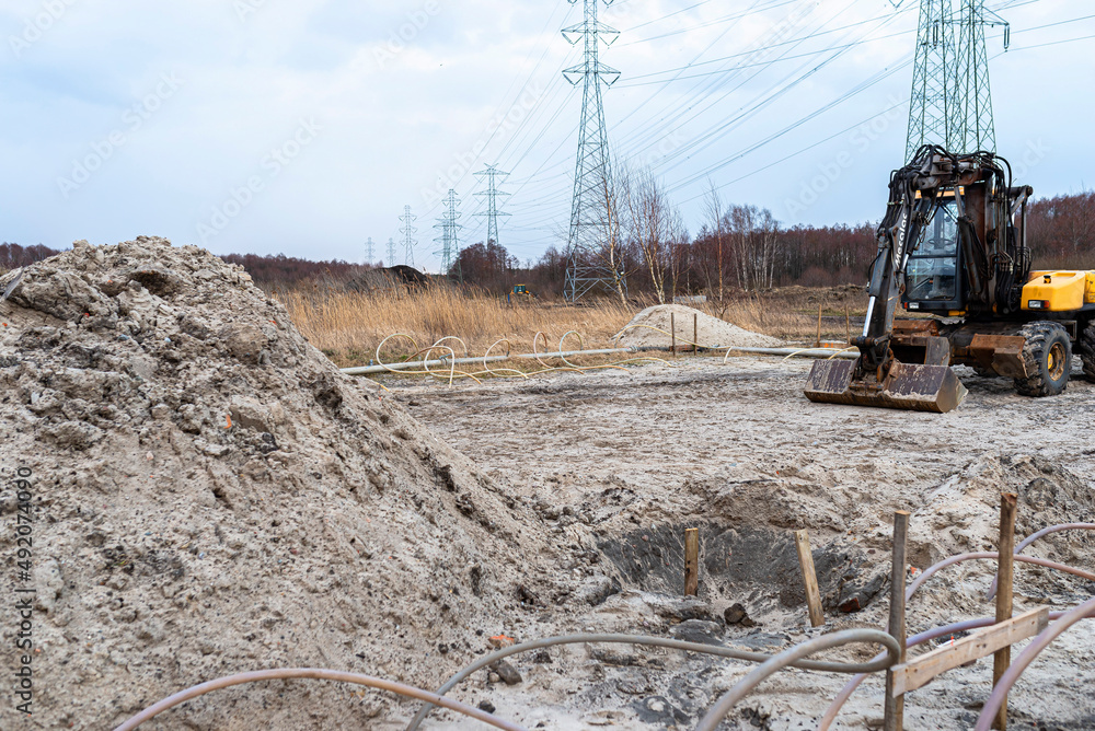 Wellpoint installation to get rid of high groundwater, visible metal ...