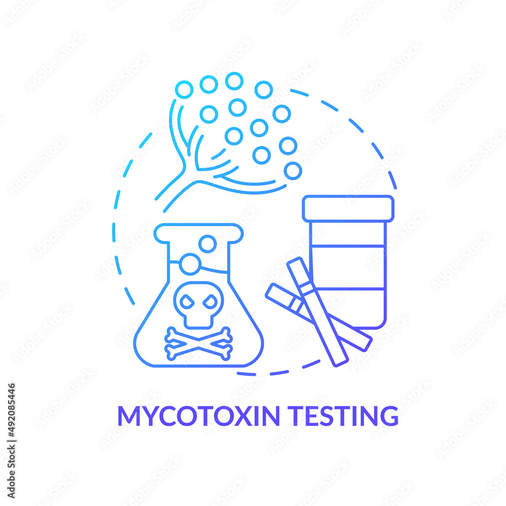 Mycotoxin testing blue gradient concept icon. Nutritional testing ...