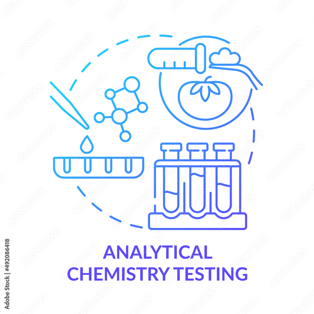 Analytical chemistry testing blue gradient concept icon. Food test ...
