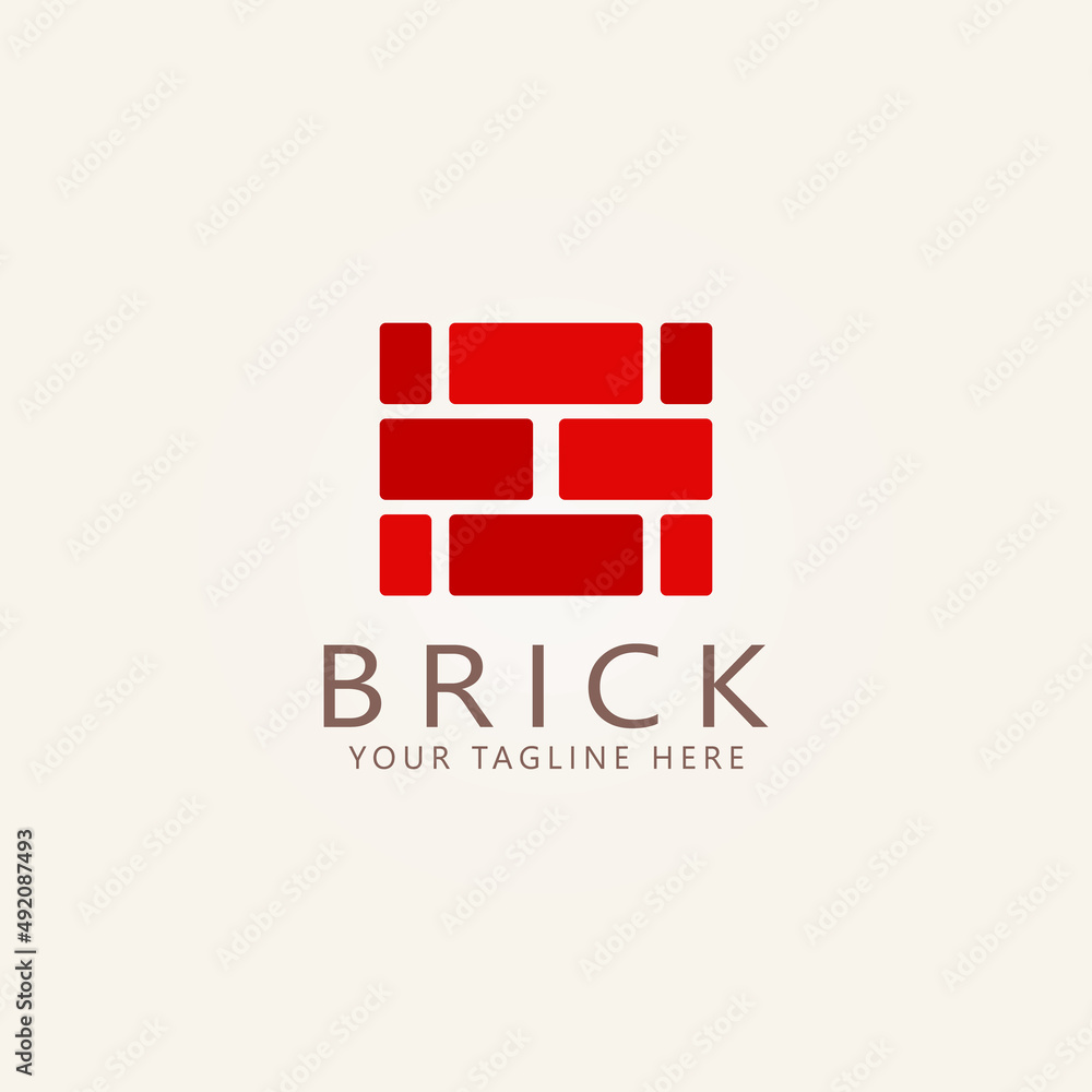 red brick logo construction flat vector emblem design illustration ...