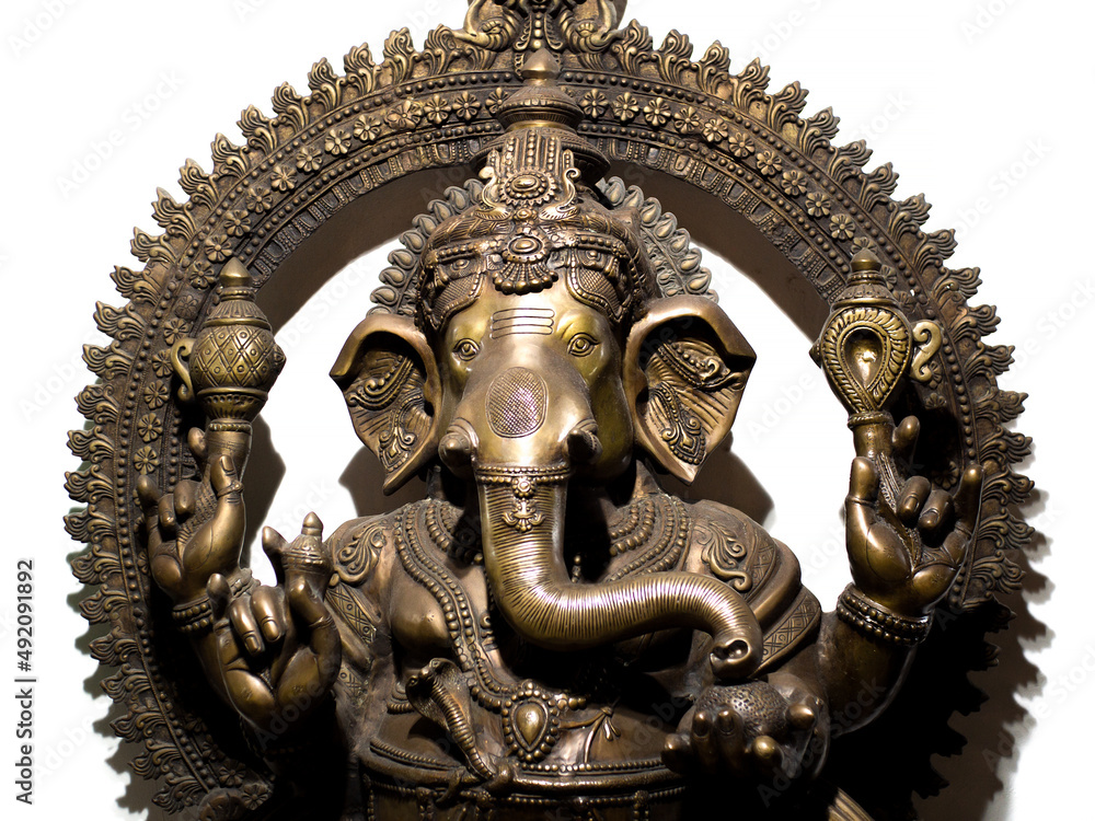 Statue of Hindu Elephant God Ganesha on white background. Lord Ganesha ...
