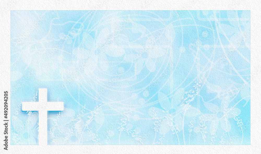 Textured blue religious background with white border and motifs Stock ...