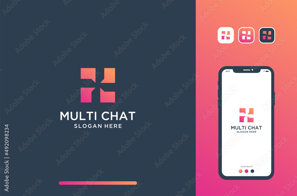 multi chat logo design in square style. Stock Vector | Adobe Stock