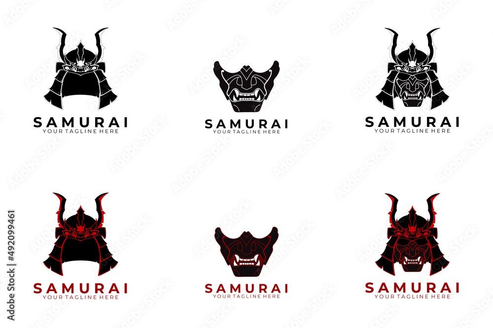 samurai logo design modern vector art illustration face machine ...