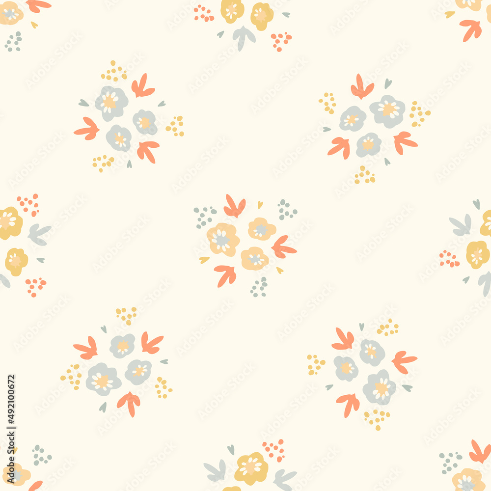 Natural chic boho flower seamless pattern in ditzy wildflower style ...