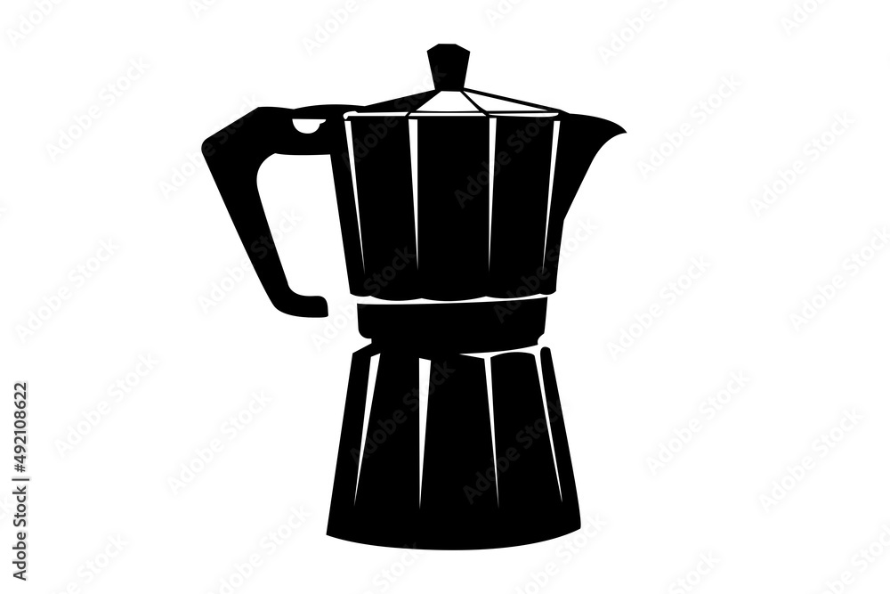 Moka mocha pot illustration clipart. Stove-top coffee kettle sideview ...