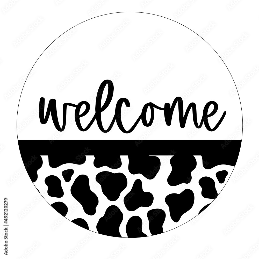 Welcome Round sign with Cow Print svg Stock Vector | Adobe Stock