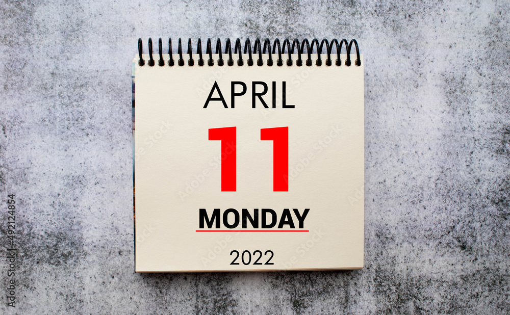 April 11. 11th day of month, calendar date. Stand for desktop calendar ...