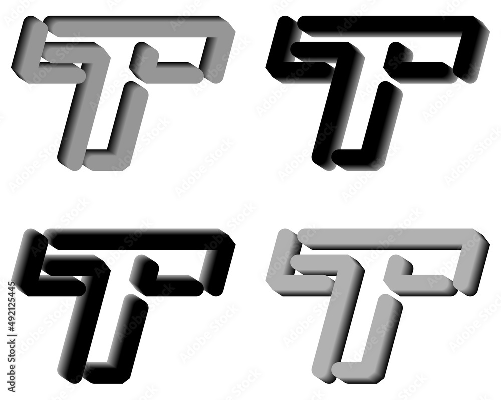 Vector graphics of elegant 3D letter D in black and gray color. Perfect ...