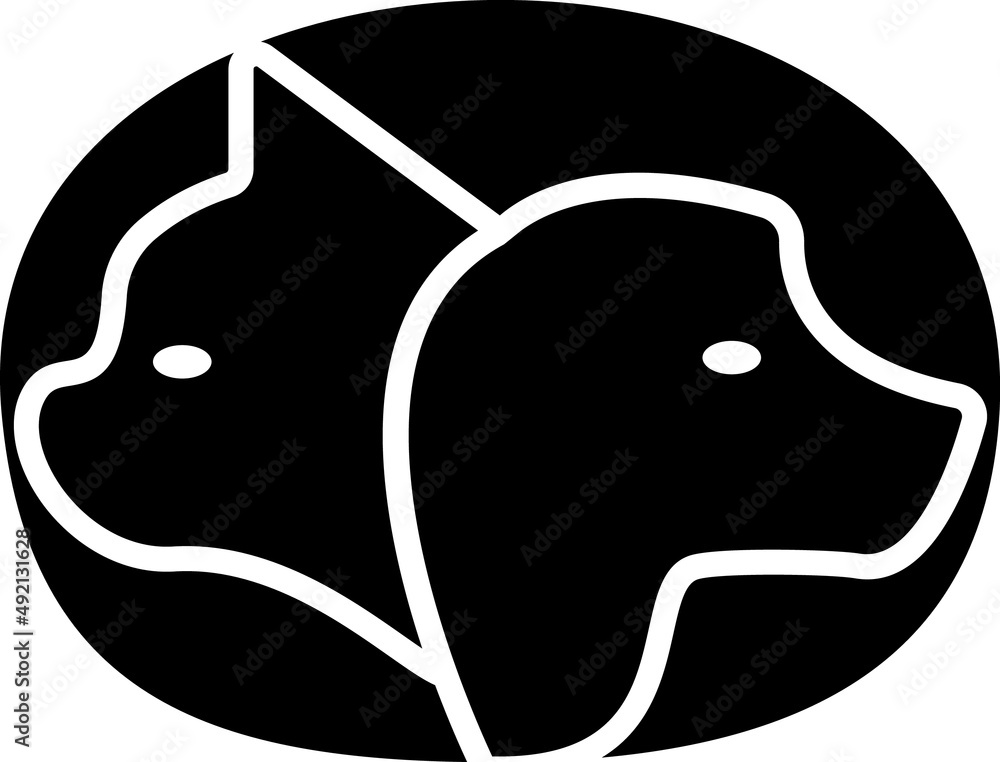 Double face of fox head icon with circle outline design Stock Vector ...