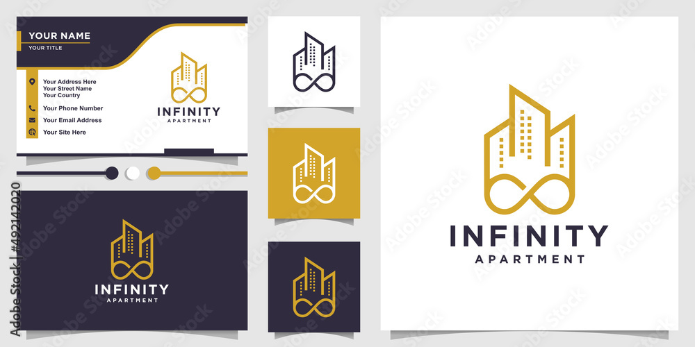 Building logo design with creative infinity element concept Premium ...