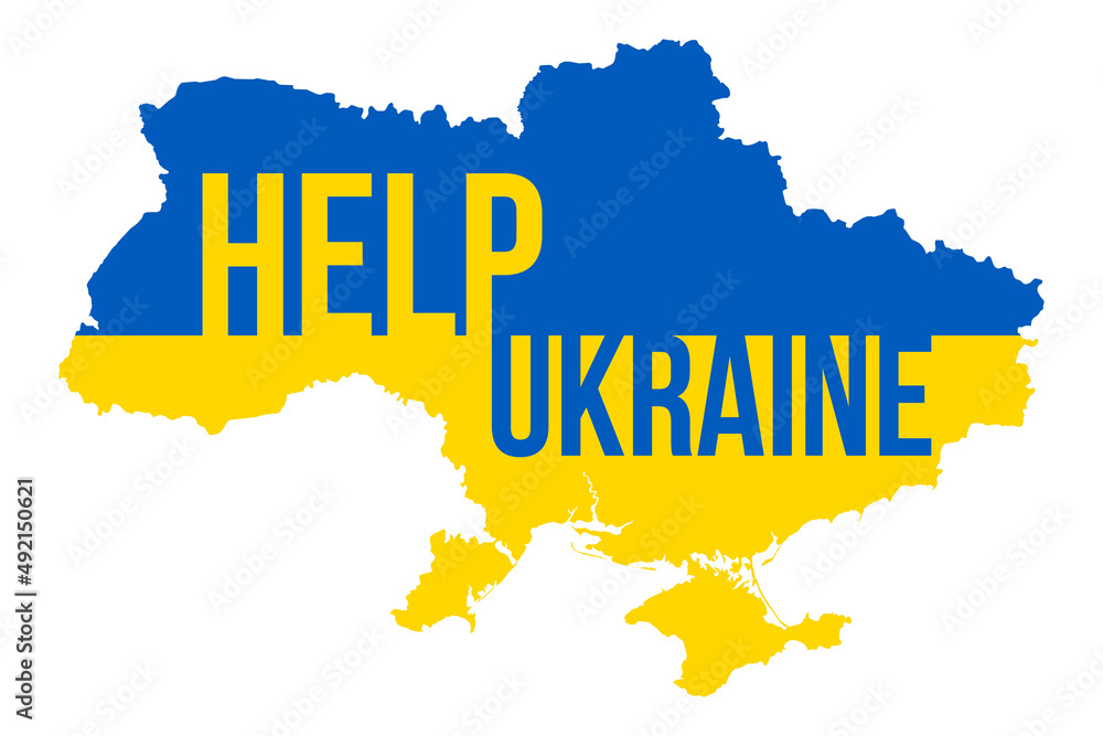 Ukraine Map with Help Ukraine Typography. Russian Invasion in Ukraine ...