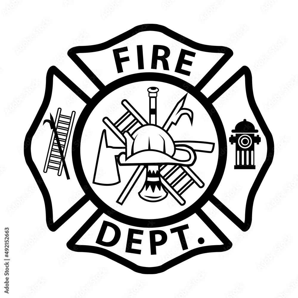 fireman emblem sign on white background. firefighter’s st florian ...