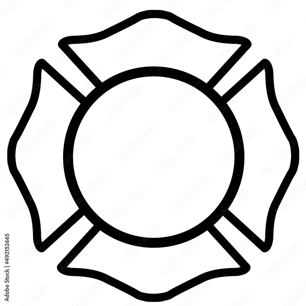 fireman emblem sign on white background. firefighter white emblem St ...