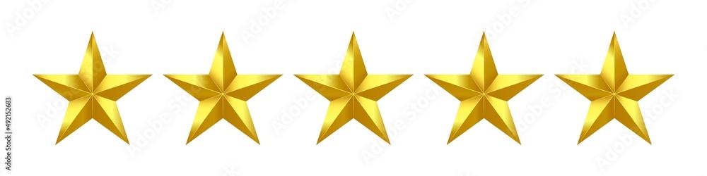 5 stars rating icon. 5 out of 5 stars rating. Five golden feedback ...