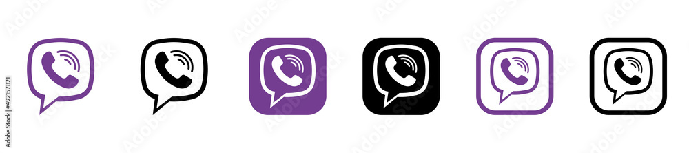 Viber logo and icon printed on white background in different styles ...