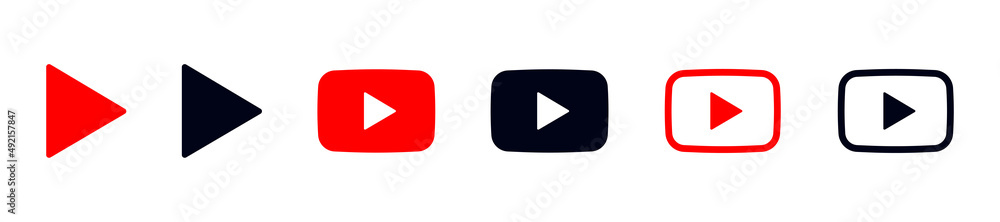 Youtube logo and icon printed on white background in different styles ...