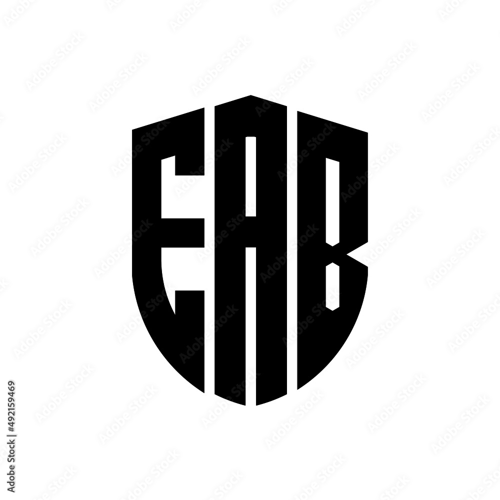 EAB letter logo design. EAB modern letter logo with black background ...