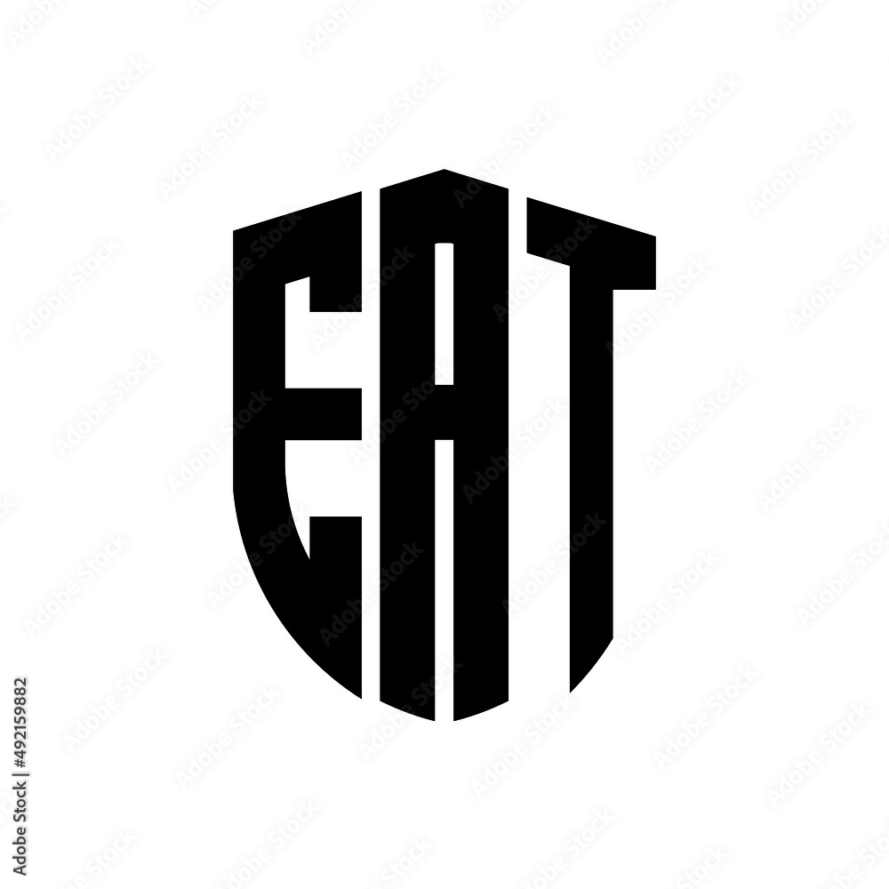 EAT letter logo design. EAT modern letter logo with black background ...