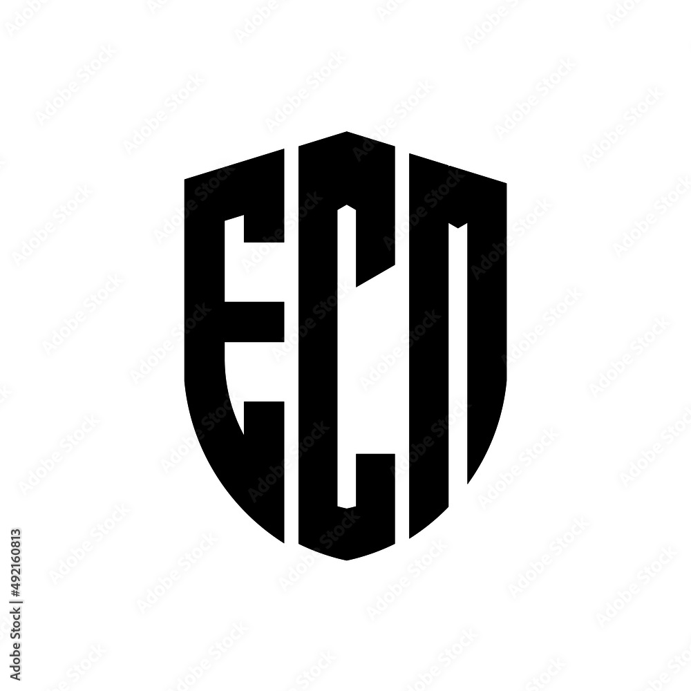 ECM letter logo design. ECM modern letter logo with black background ...