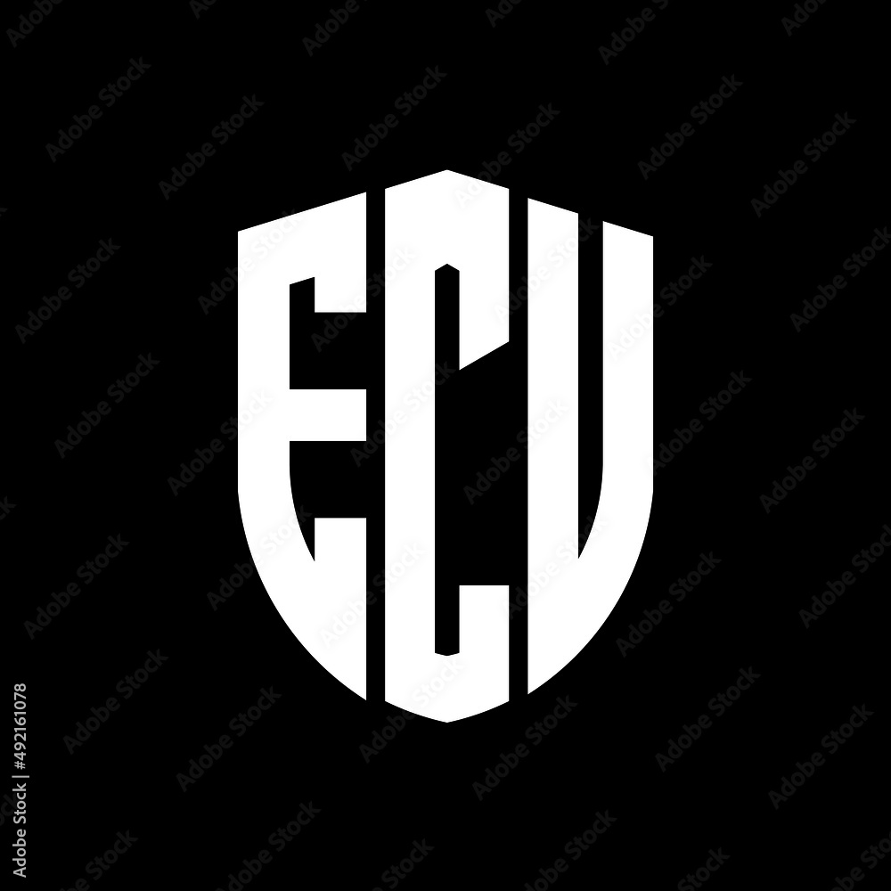 ECU letter logo design. ECU modern letter logo with black background ...