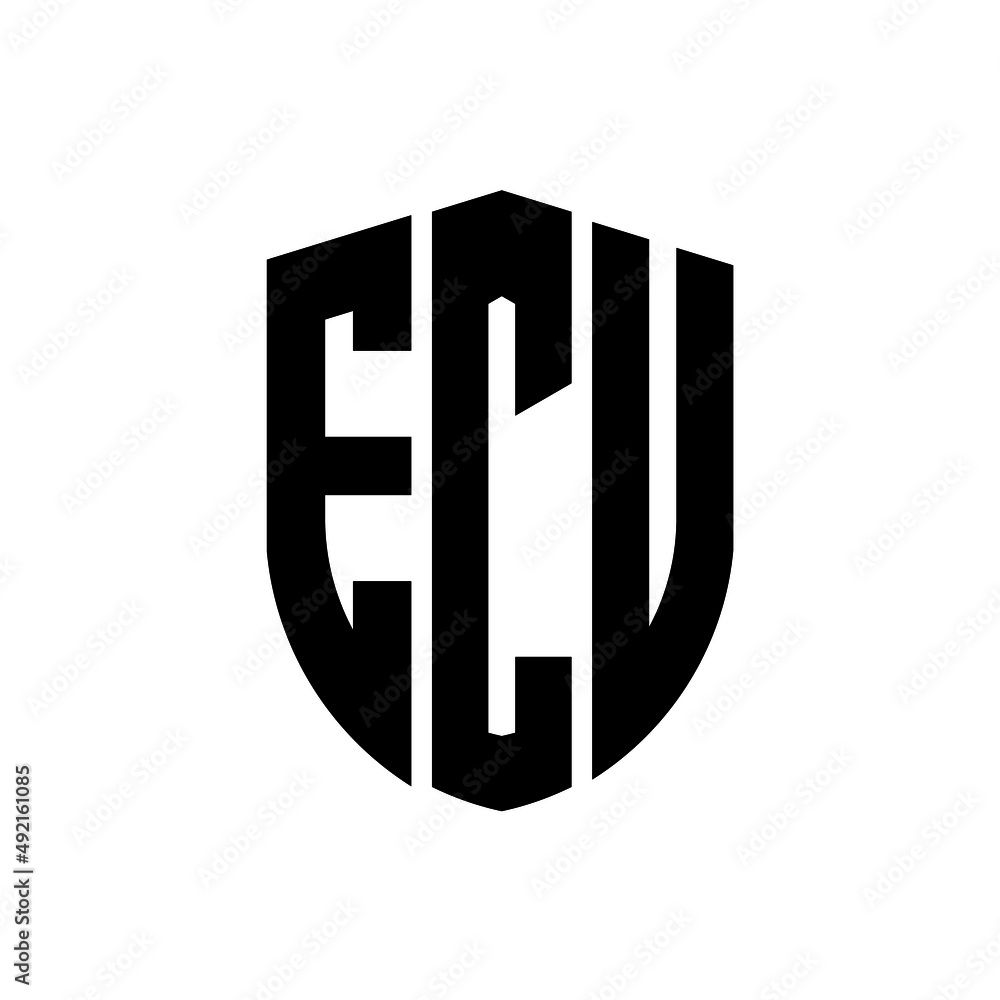 ECU letter logo design. ECU modern letter logo with black background ...