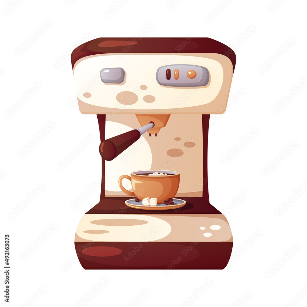 Cartoon coffee maker isolated on a white background. Stock Vector ...