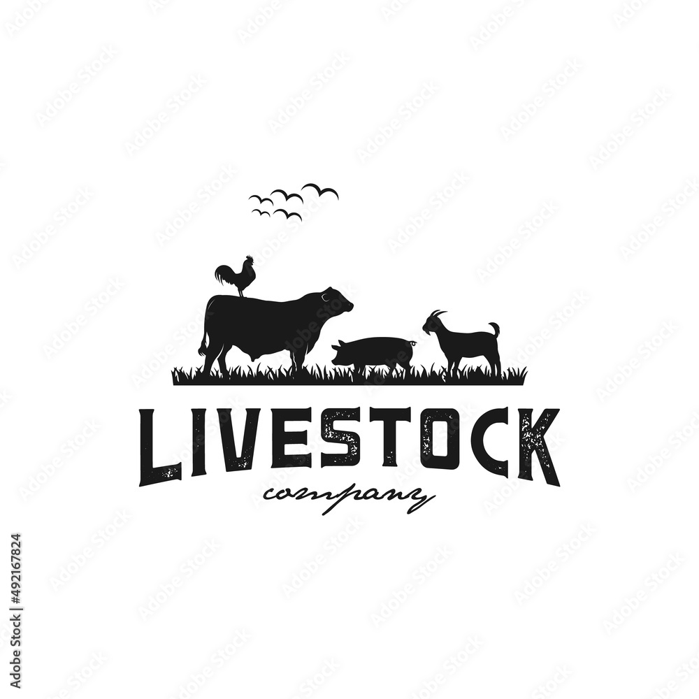 Livestock animals farm logo design template Stock Vector | Adobe Stock