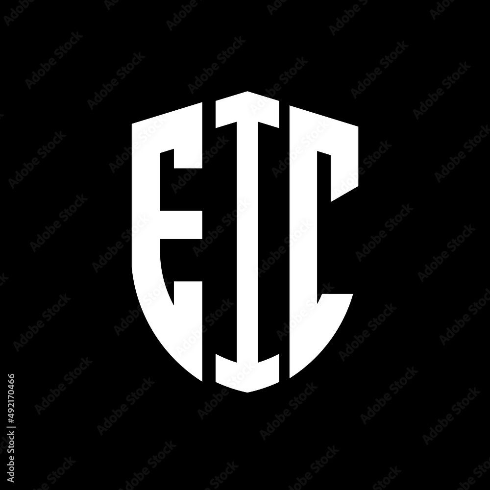 EIC letter logo design. EIC modern letter logo with black background ...
