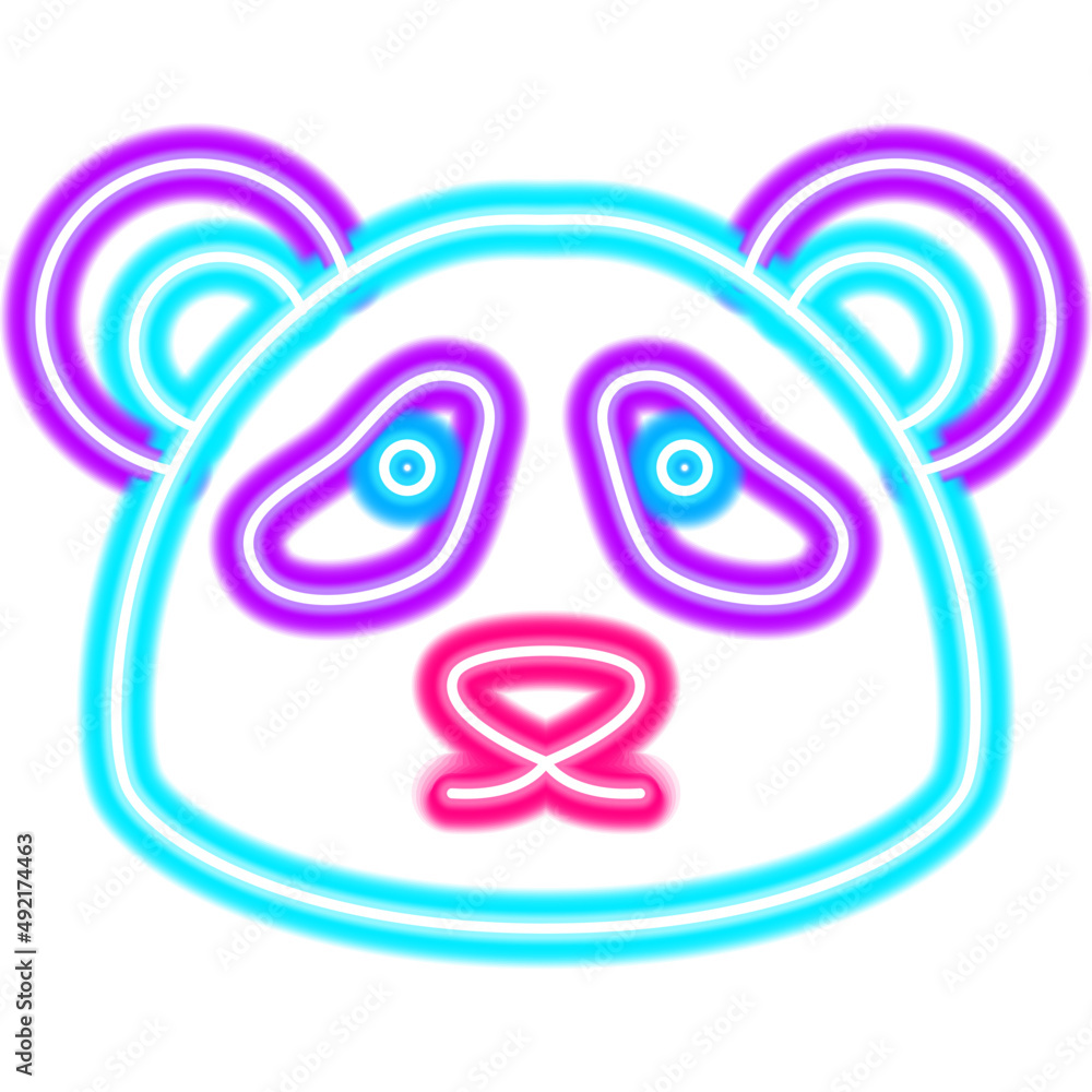 designasset 2022, illustration, object, led, neon, glow, panda, animal ...