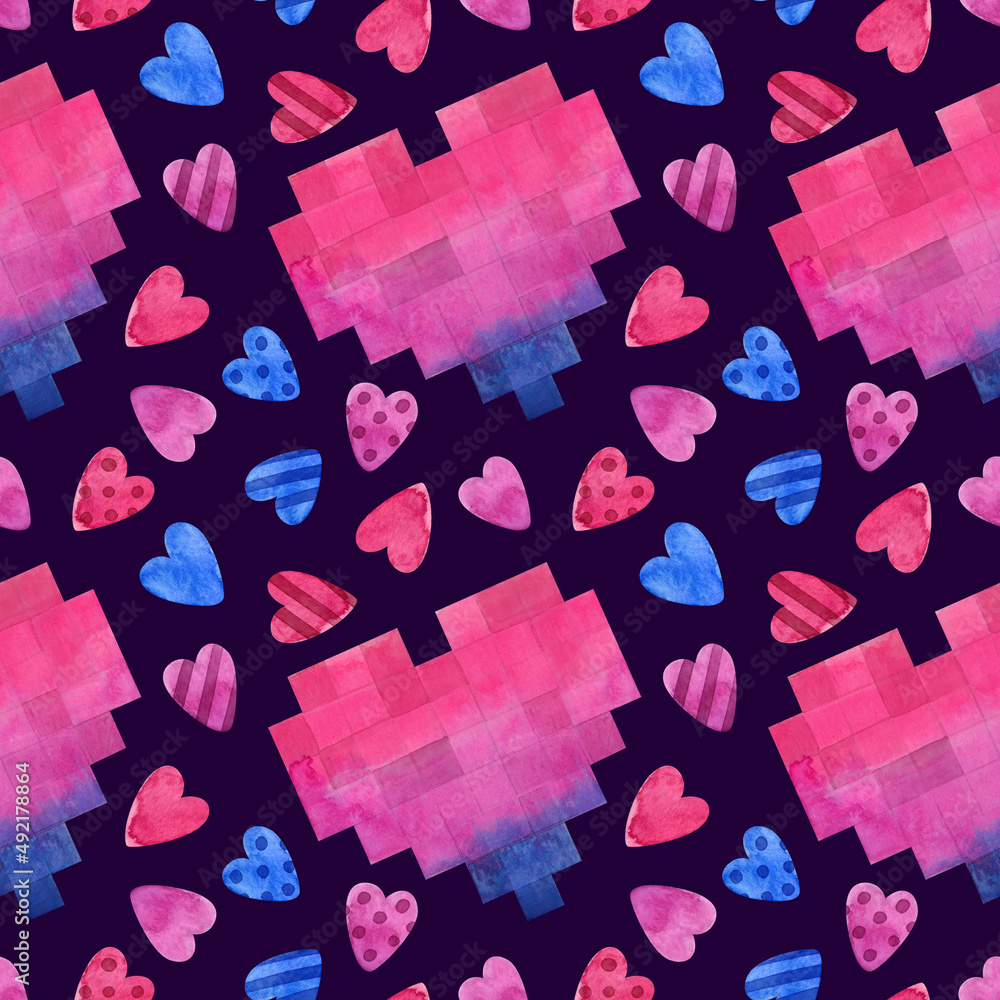 Bisexual pride seamless pattern. LGBT art, rainbow clipart for bisex ...