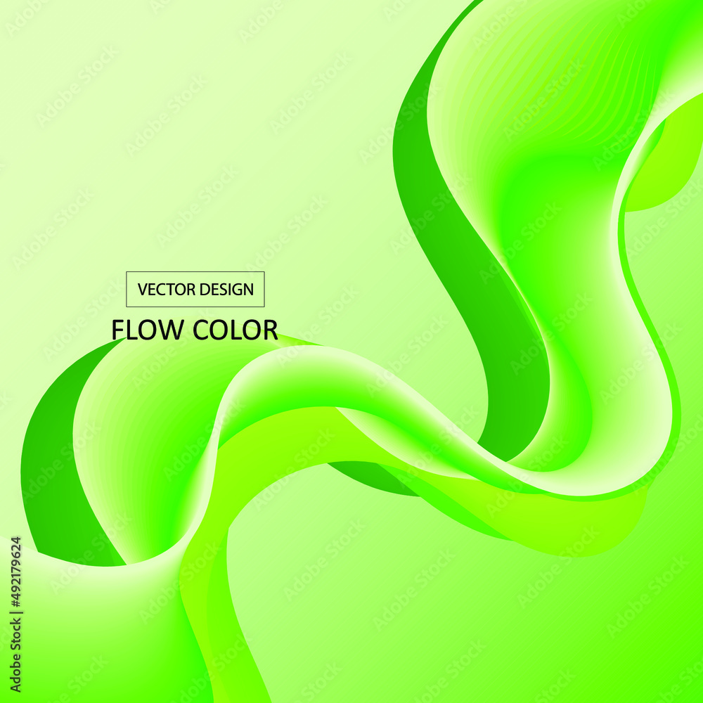 Volumetric 3D green wave. Layout for presentation. Design element ...