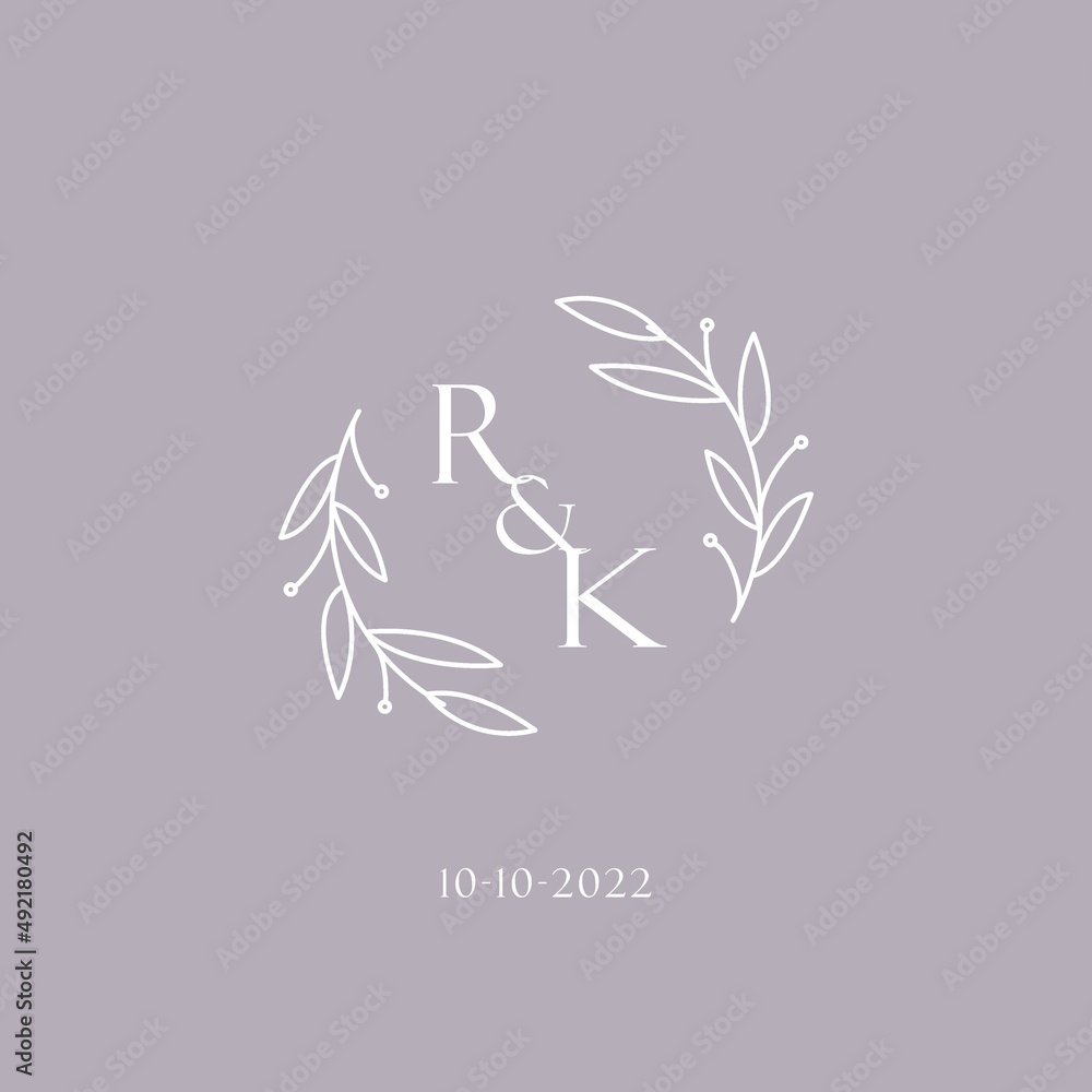 Initials RK wedding monogram logo inspiration Stock Vector | Adobe Stock