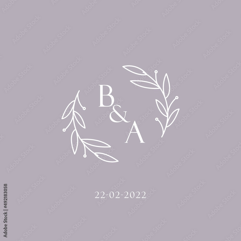 Initials BA wedding monogram logo inspiration Stock Vector | Adobe Stock
