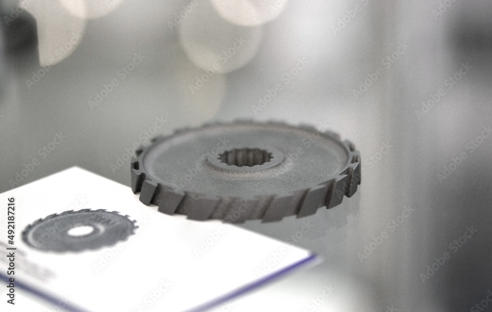 Selective Laser Melting. Object printed on metal 3d printer. Model ...