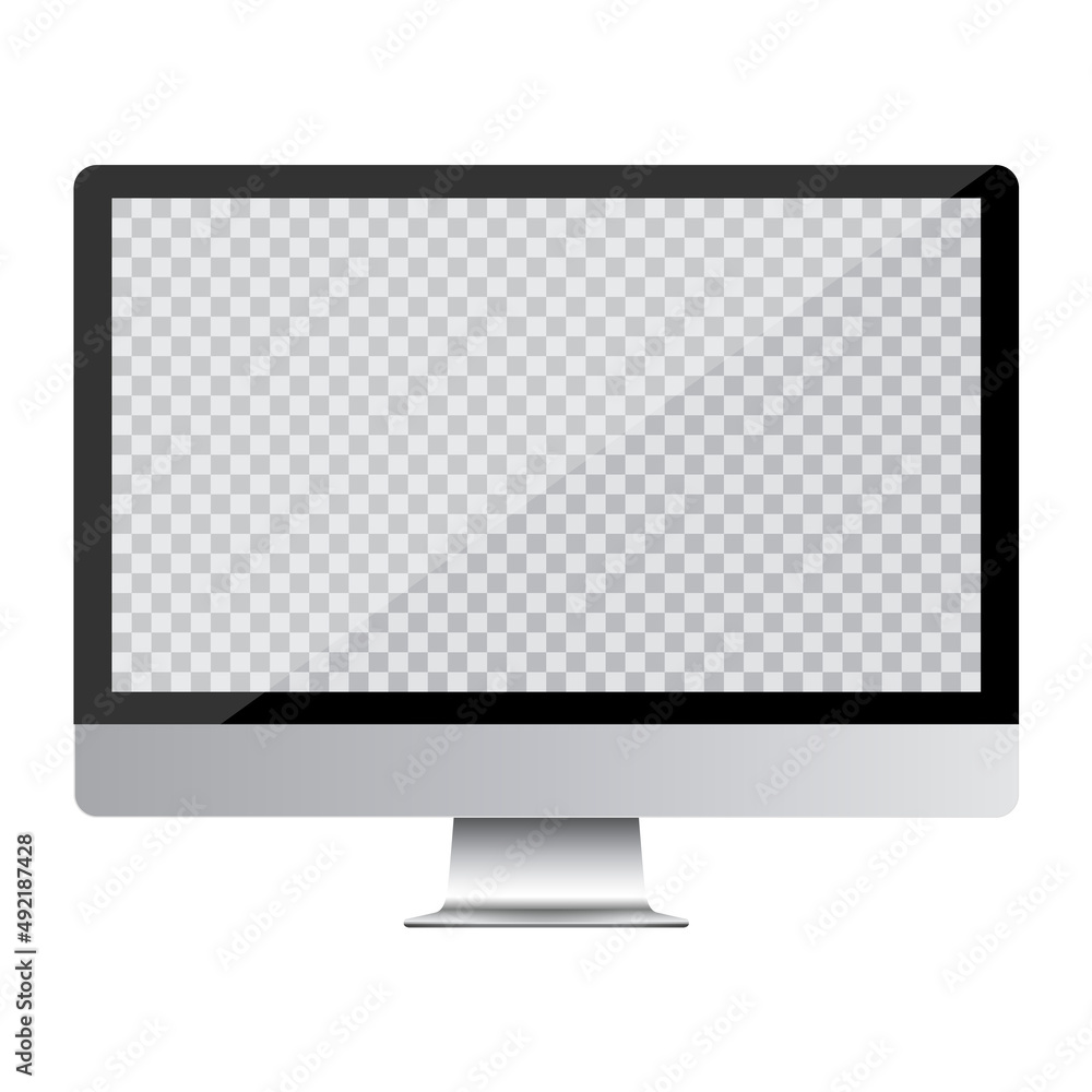 Computer screen transparancy view left and front isolated white ...