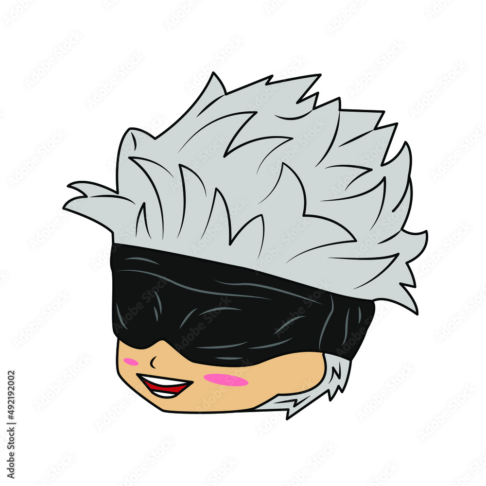 the chibi character head Gojo in the Jujutsu kaisen anime series Stock ...