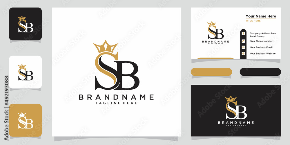 Letter SB Vector Logo Design Template with business card design Stock ...