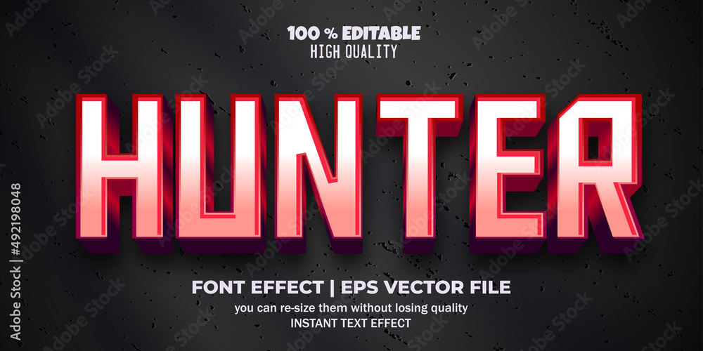 Hunter editable text effect Stock Vector | Adobe Stock