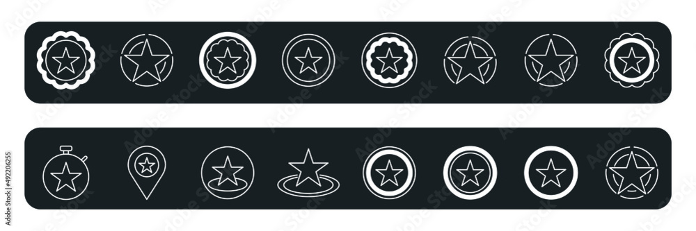 Stars in circle icons set . Stars in circle pack symbol vector elements ...
