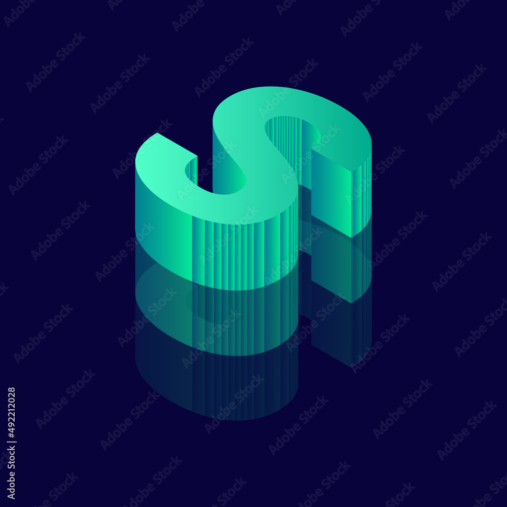 Isometric with alphabet style letter S. Vector illustration with 3D ...