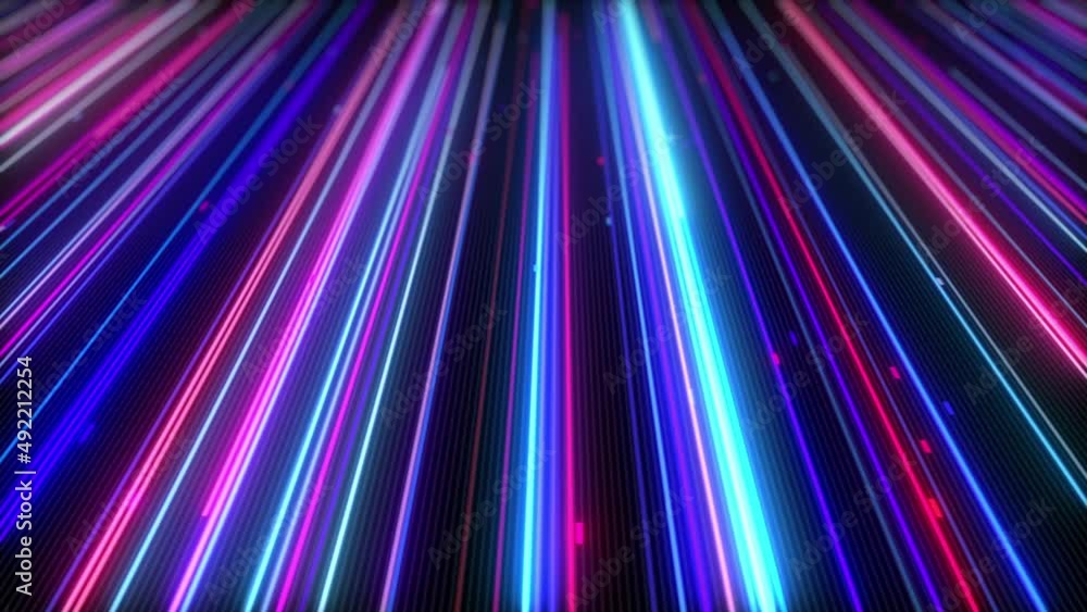 Abstract background with moving fluorescent and neon trails. 3d ...