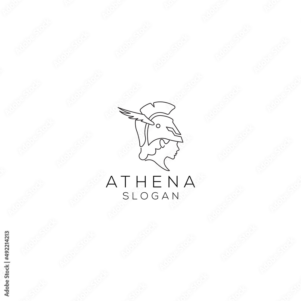 Athens greek goddess line art logo icon design template. Elegant ...