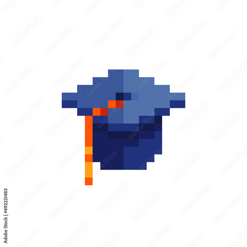 Graduation cap pixel art icon. Academic student hat. Education ...