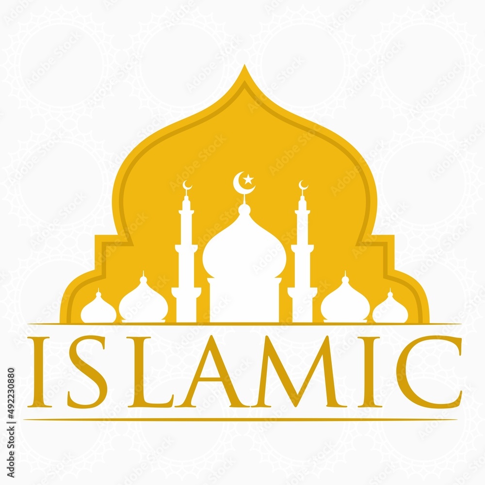 Islamic background design with mosque silhouette vector illustration ...