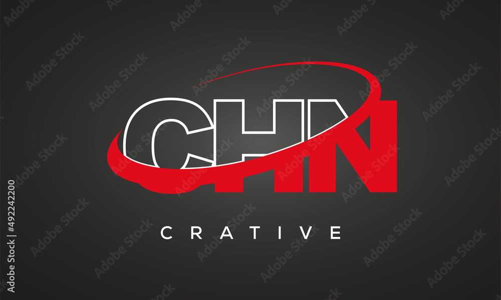 CHN creative letters logo with 360 symbol vector art template design ...