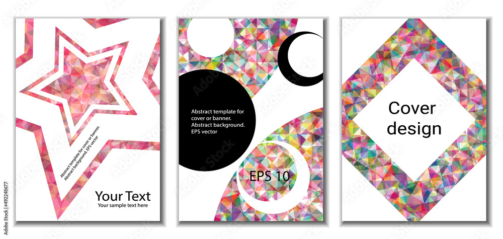 Cover design. Set of 3 covers. Imitation of crumpled paper. Unusual ...
