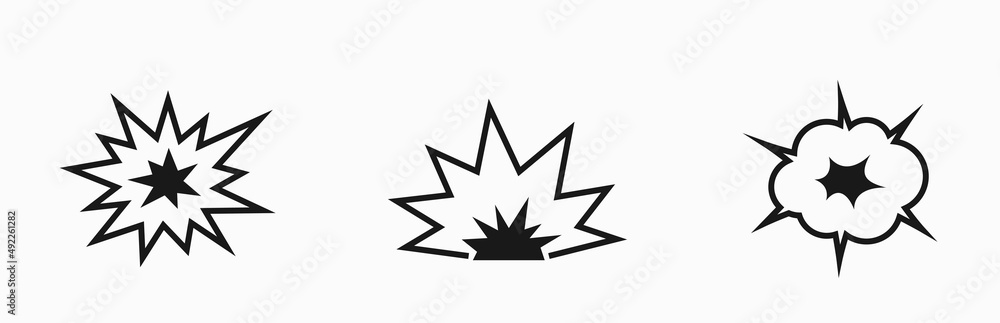 blast line icons. war and explosion symbols. isolated vector images ...