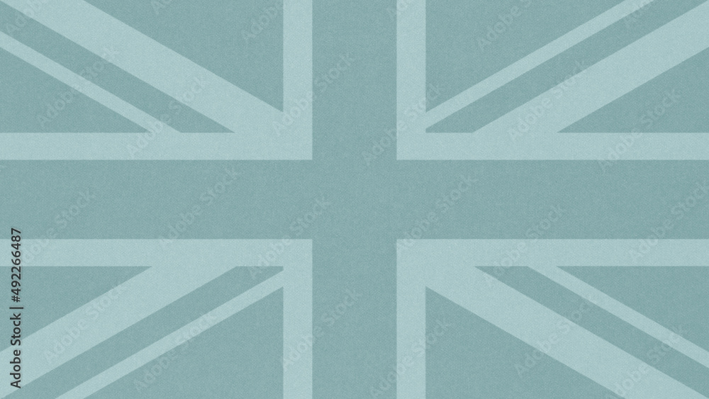British flag outline on light blue paper surface. Pale gray texture ...