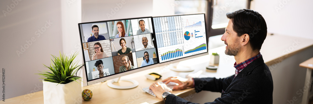 Virtual Online Webinar Meeting Presentation Stock Photo | Adobe Stock